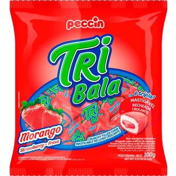 Bala Tri Bala Mastigável Morango 100g 1 PT - Gimba