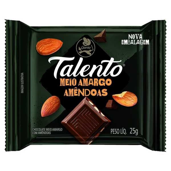 Chocolate Nestlé Talento Meio Amargo com Amêndoas 25g 1 UN - Gimba
