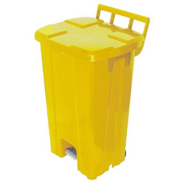 Lixeira Quadrada com Pedal e Rodas 100L Amarela 1 UN JSN - Gimba