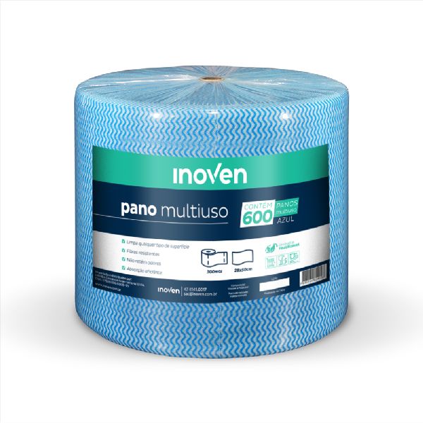 Pano de Limpeza Multiuso Inoven 28x50cm 300m Azul 1 RL com 600 Panos ...
