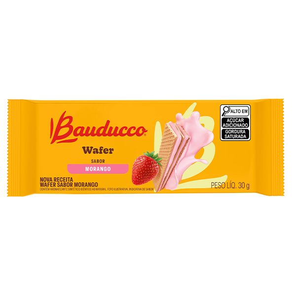 Biscoito Mini Wafer Bauducco Morango 30g 1 UN - Gimba