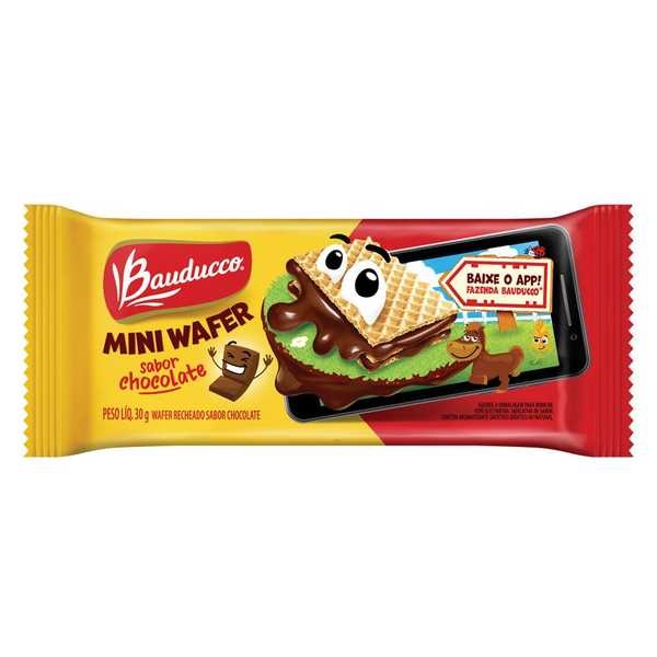 Biscoito Mini Wafer Bauducco sabor Chocolate 30g 1 UN - Gimba