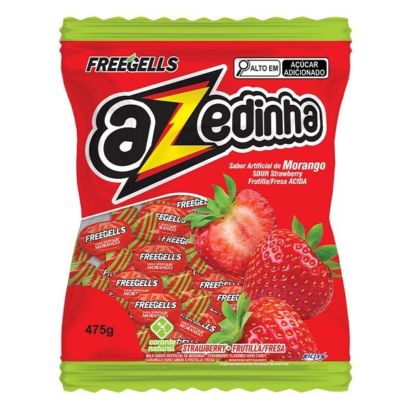 Bala Azedinha de Morango 475g 1 PT Freegells - Gimba
