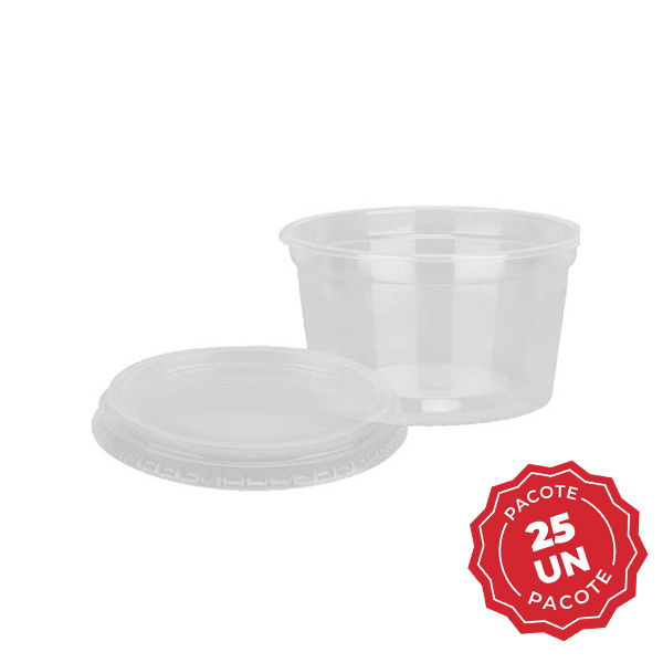 Kit Pote e Tampa Copaza de Plástico Redondo PP Liso 250ml PCT C/25 UN ...