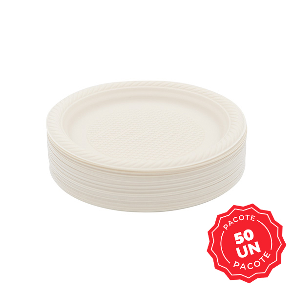 Prato Raso Descartável Bioplast 15cm Pacote com 50 UN Gimba - Gimba