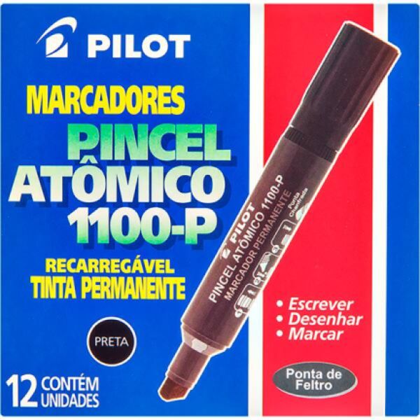Pincel Marcador Pilot Permanente Atômico Ponta Chanfrada Preto ...